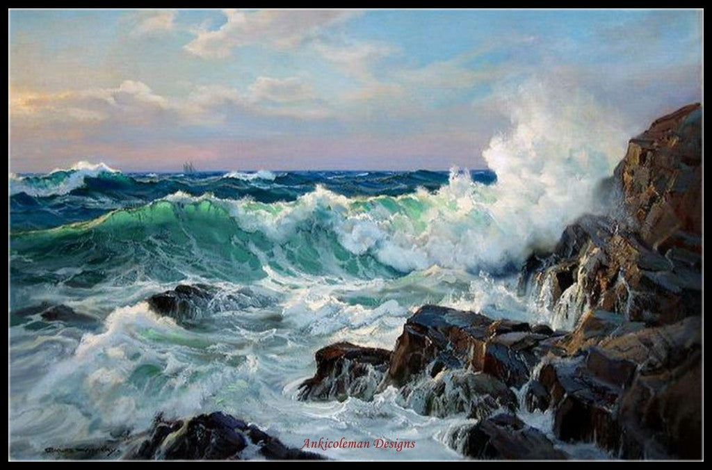 Waves Crashing 2 - Counted Cross Stitch Patterns Embroidery Crafts Nee ...